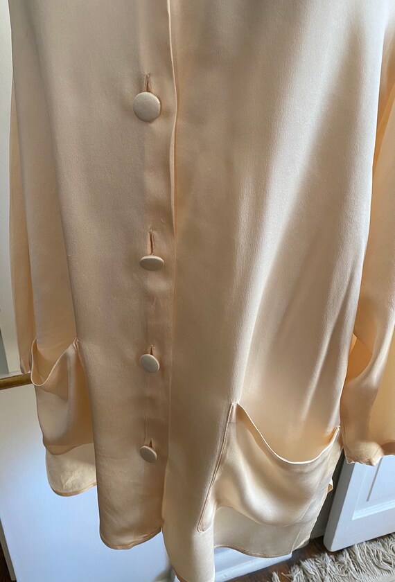 Fendi Vintage ivory/peach Satin Silk Oversized Butto… - Gem