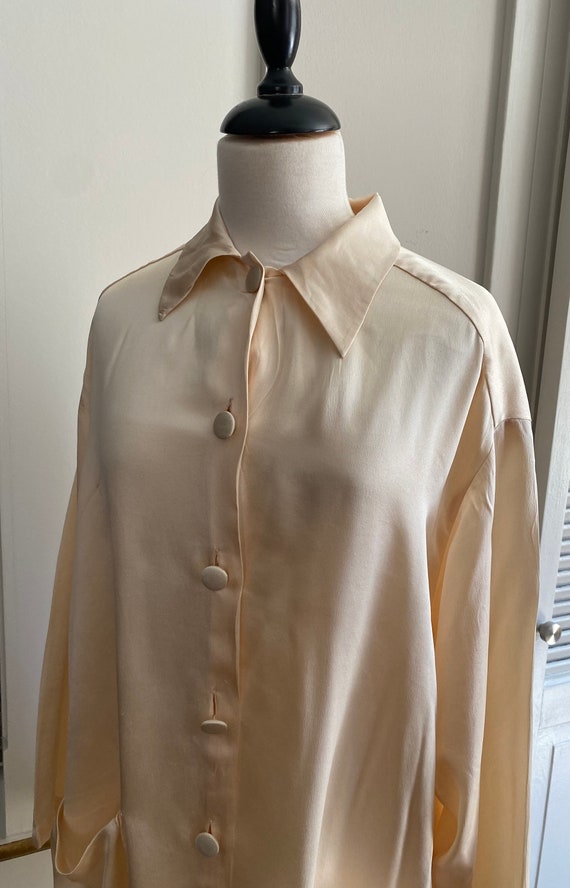 Fendi Vintage ivory/peach Satin Silk Oversized Butto… - Gem