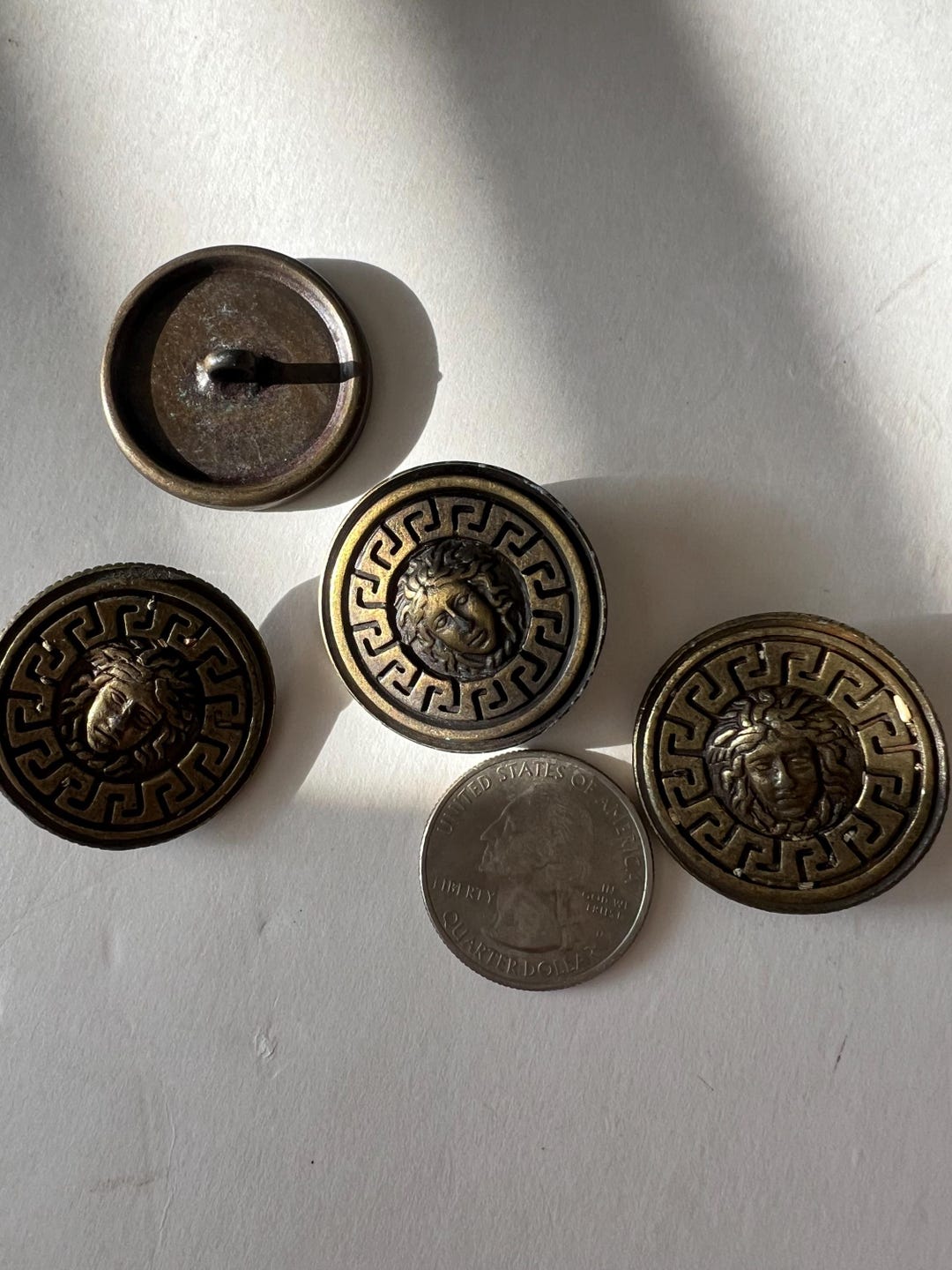 Gianni Versace Set of 4 Large Vintage Brass Buttons- Médusa Head Greek ...