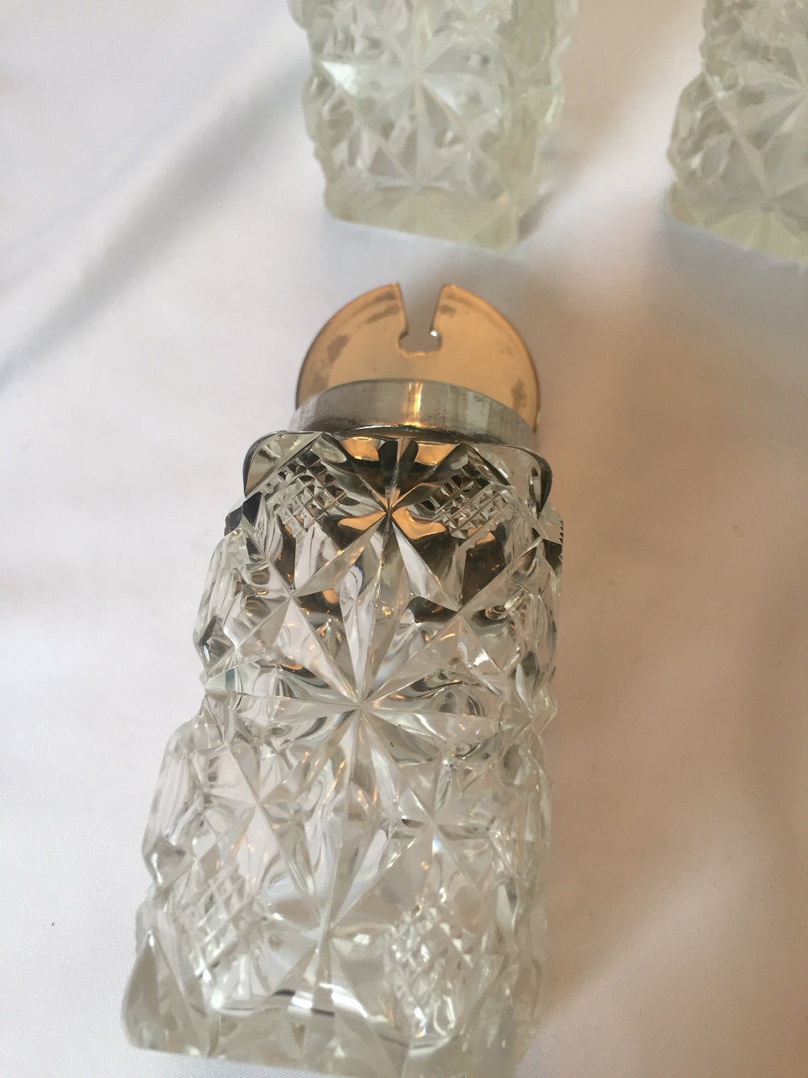 Antique Victorian Cut Crystal 5 Pieces Cruet Set Crystal on Silver ...