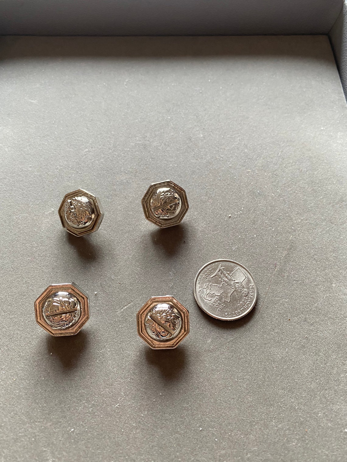 Gianni Versace Vintage Set of 4 Buttons-small Hexagonal Silver Medusa ...