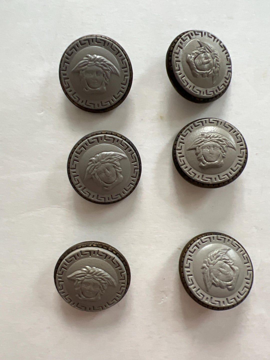 Gianni Versace Set of 6 Vintage Buttons Medusa Head & Greeck Key ...