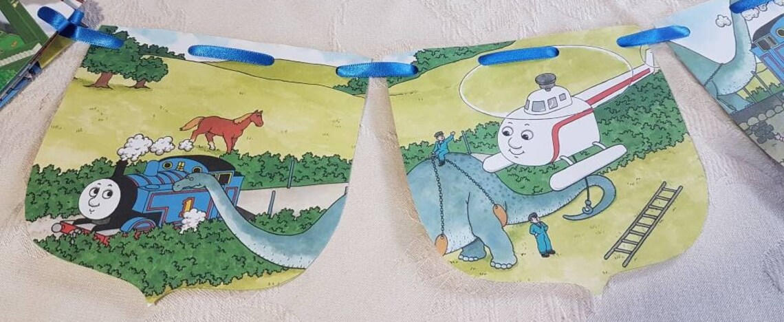 Thomas the Tank Engine Upcycled Paper Bunting From a Vintage - Etsy