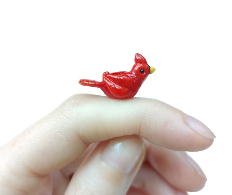 Tiny Lampwork Cardinal Bead MADE TO ORDER, Glass Cardinal Bead ...