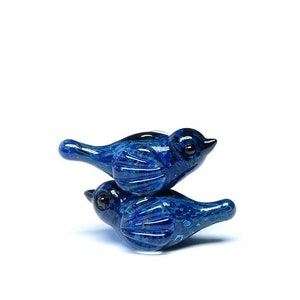Lampwork Bird Tiny SINGLE or PAIR/ Blue Speckled Blackbird Bead ...