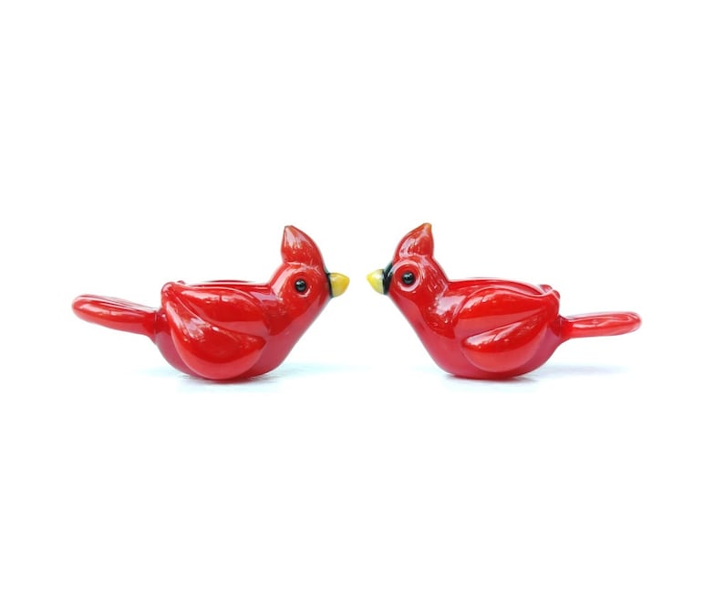 Tiny Lampwork Cardinal Bead MADE TO ORDER, Glass Cardinal Bead ...