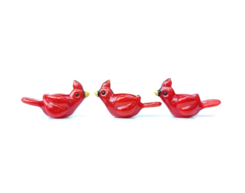 Tiny Lampwork Cardinal Bead MADE TO ORDER, Glass Cardinal Bead ...