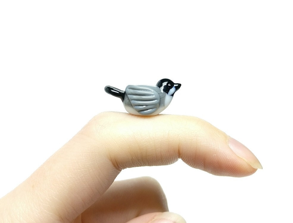 Glass Miniature Chickadee Bead, Little Chickadee, Glass Bird Bead ...