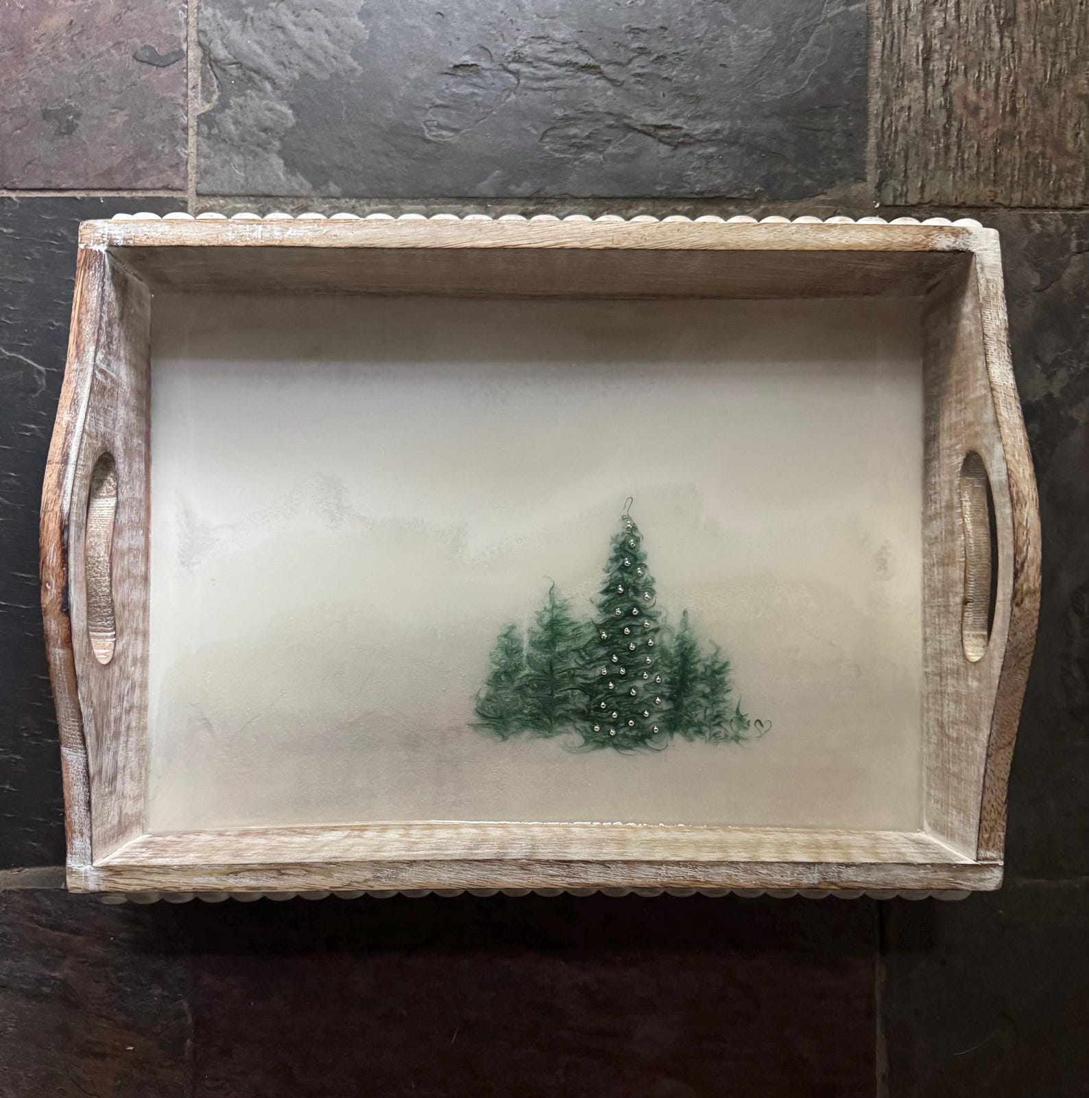 Wood Serving Tray With Ornate Christmas Tree - Etsy