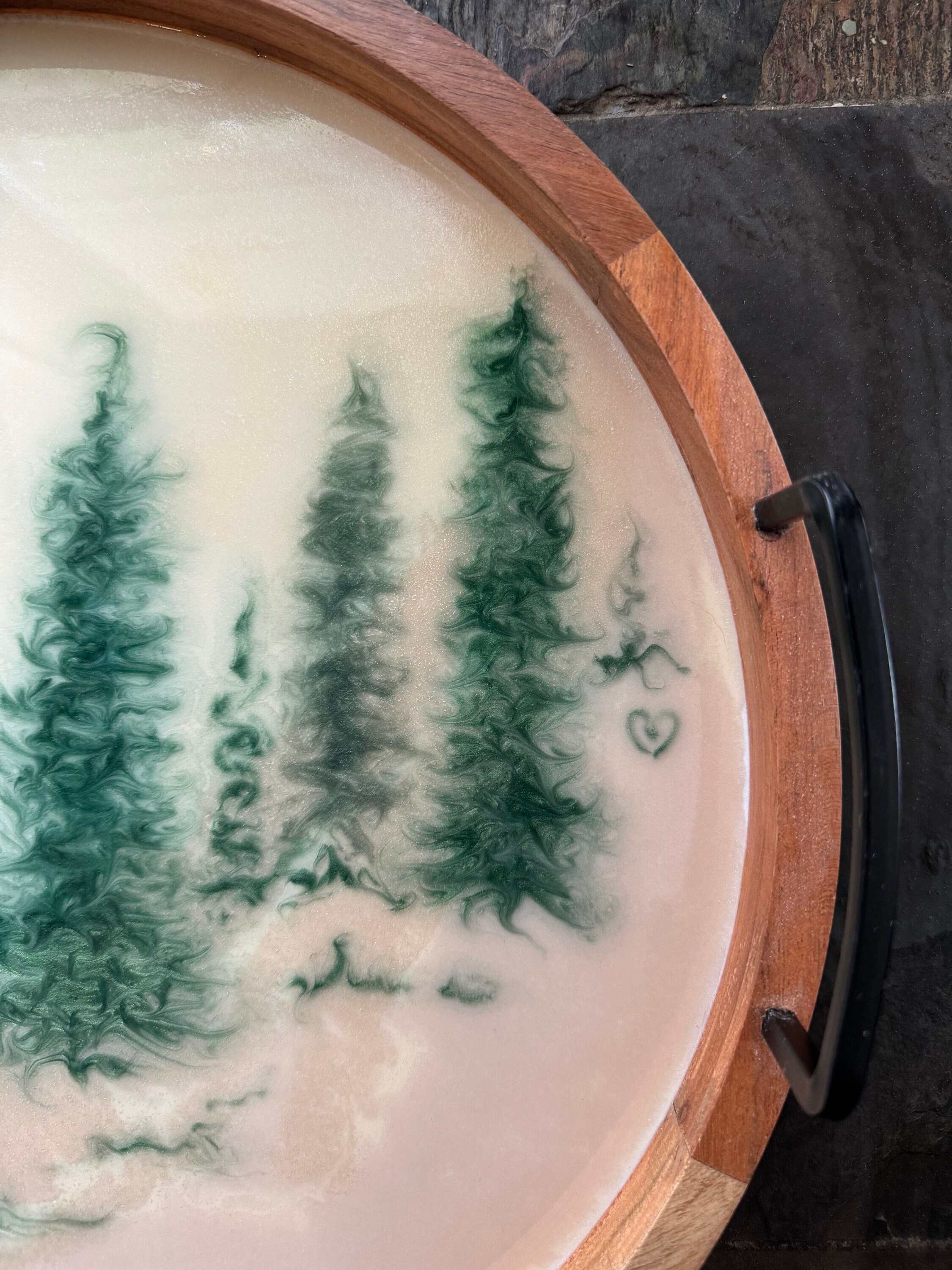 Wood Serving Tray With a Pine Tree Forest, and Hidden Heart - Etsy