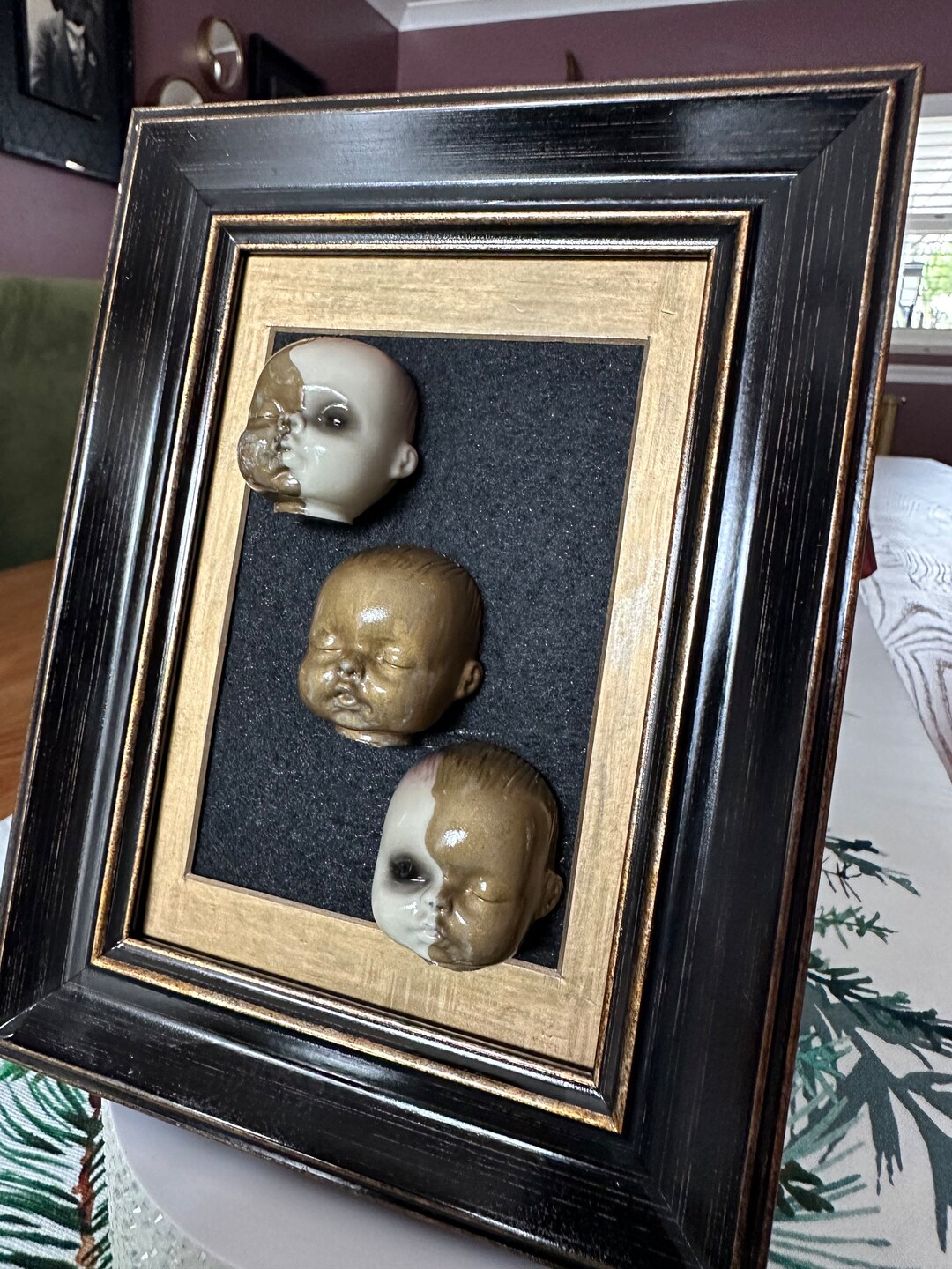 The Three Amigos 4x6 Frame Baby Doll Head Art. Handmade. Unique. - Etsy
