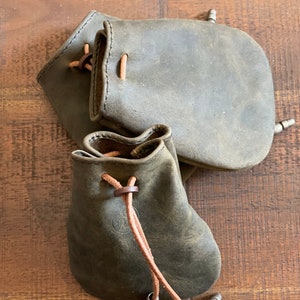 Leather Drawstring Coin Purse, Leather Jewelry Pouch, Leather Marble ...