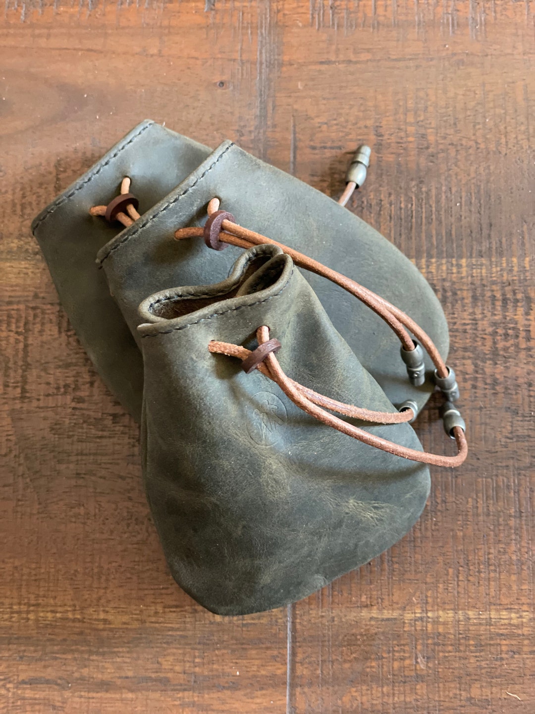 Leather Drawstring Coin Purse, Leather Jewelry Pouch, Leather Marble ...