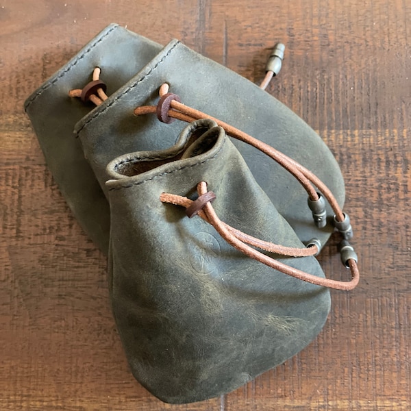 Leather Drawstring Pouch - Etsy