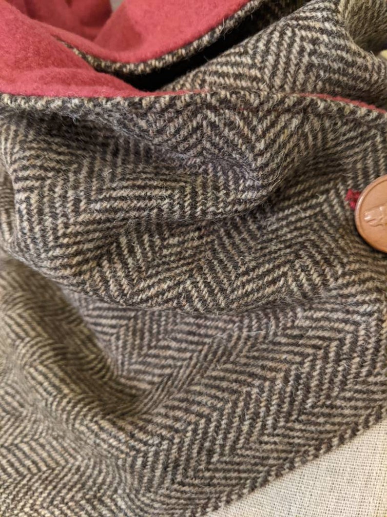 Brown and Cream Pure Wool Herringbone Pattern Neck Warmer With a ...