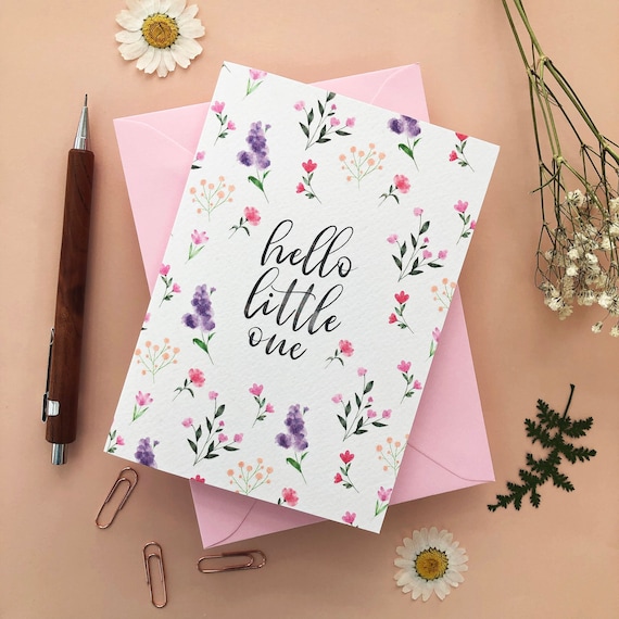 Hello Little One Card New Born Baby Card New Baby Girl - Etsy