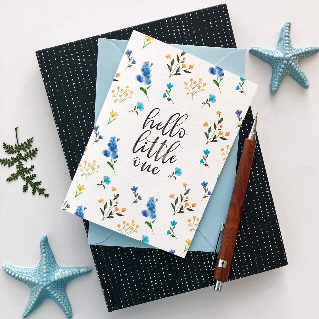 Hello Little One Card New Born Baby Card New Baby Boy Card Welcome to ...