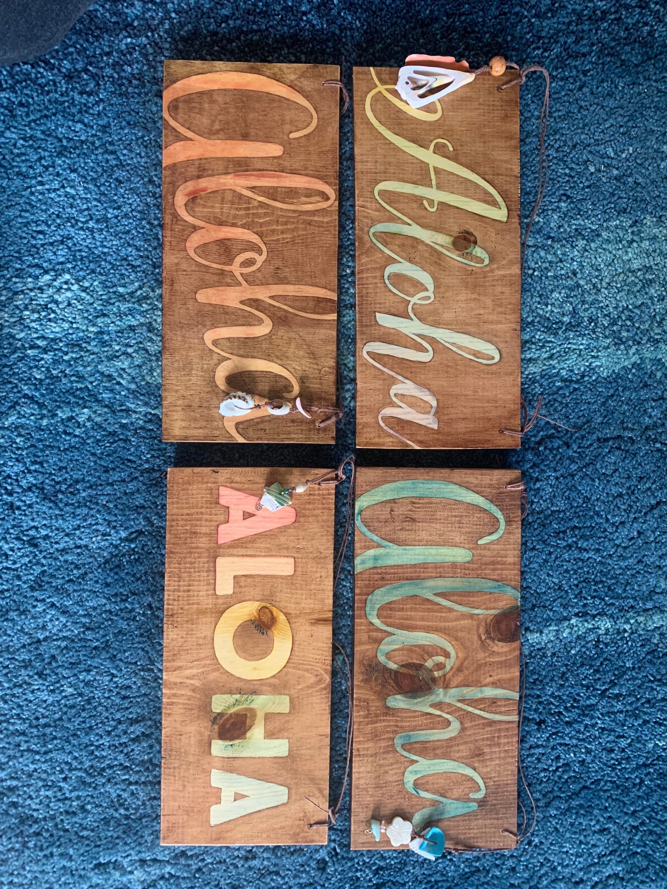 Stained Wood Aloha Signs - Etsy