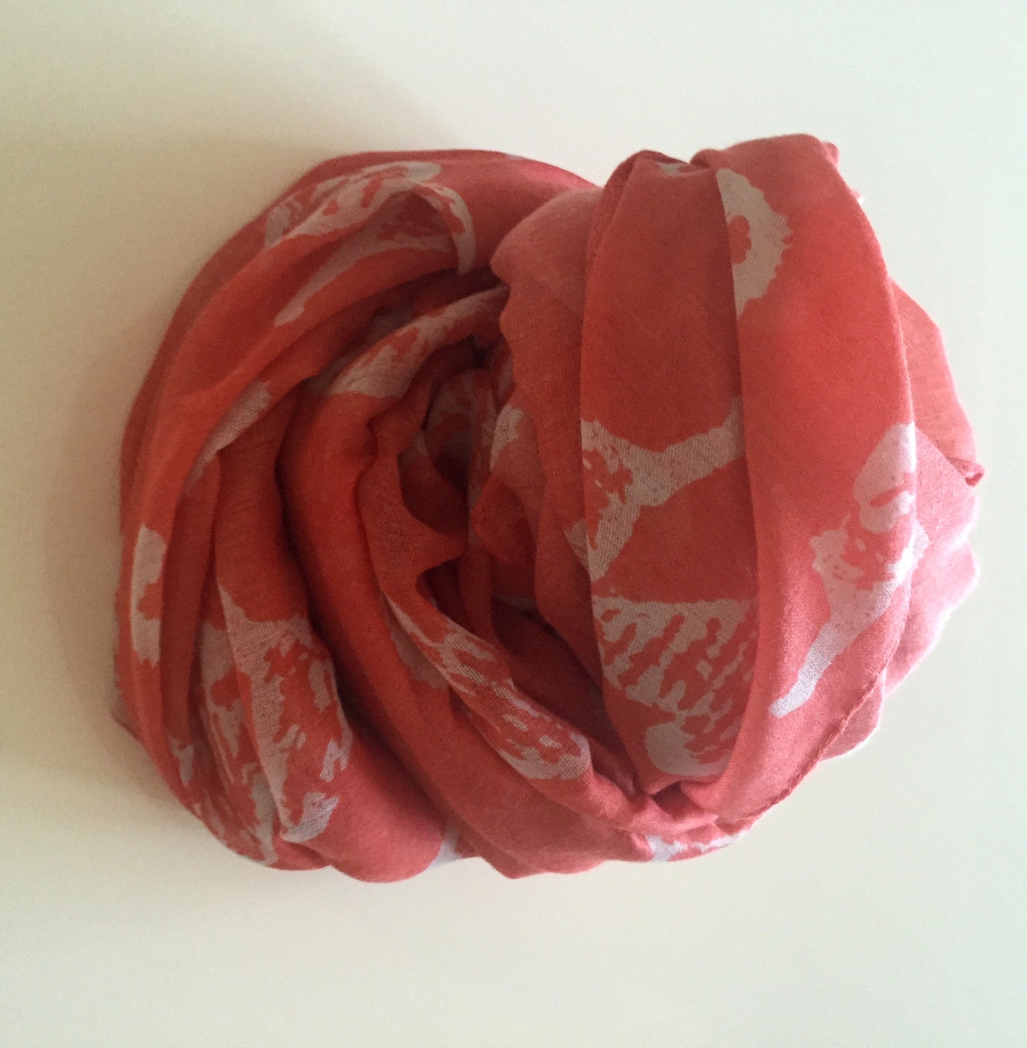 Coral Scarf Printed Scarf Pink Scarf Lightweight Scarf Coral - Etsy