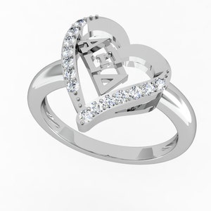 Alpha Xi Delta Ring Heart Design Sterling Silver AXD-R002 - Etsy