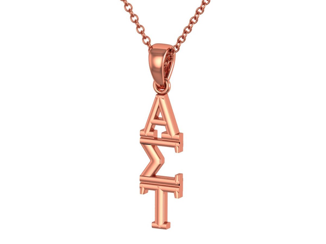 Alpha Sigma Tau Necklace Sterling Silver With Rose Gold Plating / AST ...