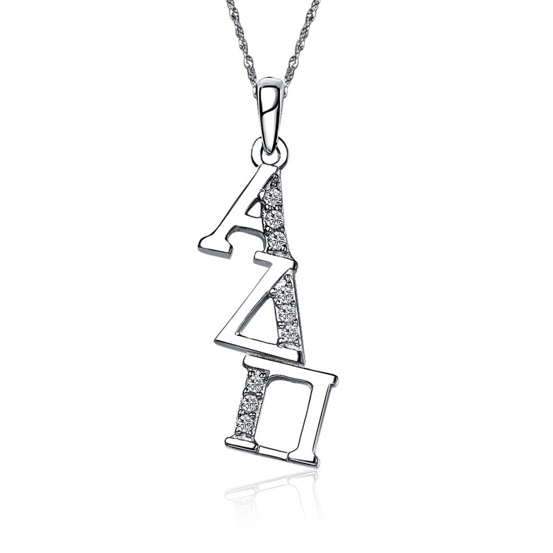 Alpha Delta Pi Necklace, Diagonal Design, Sterling Silver ADP-P002 - Etsy