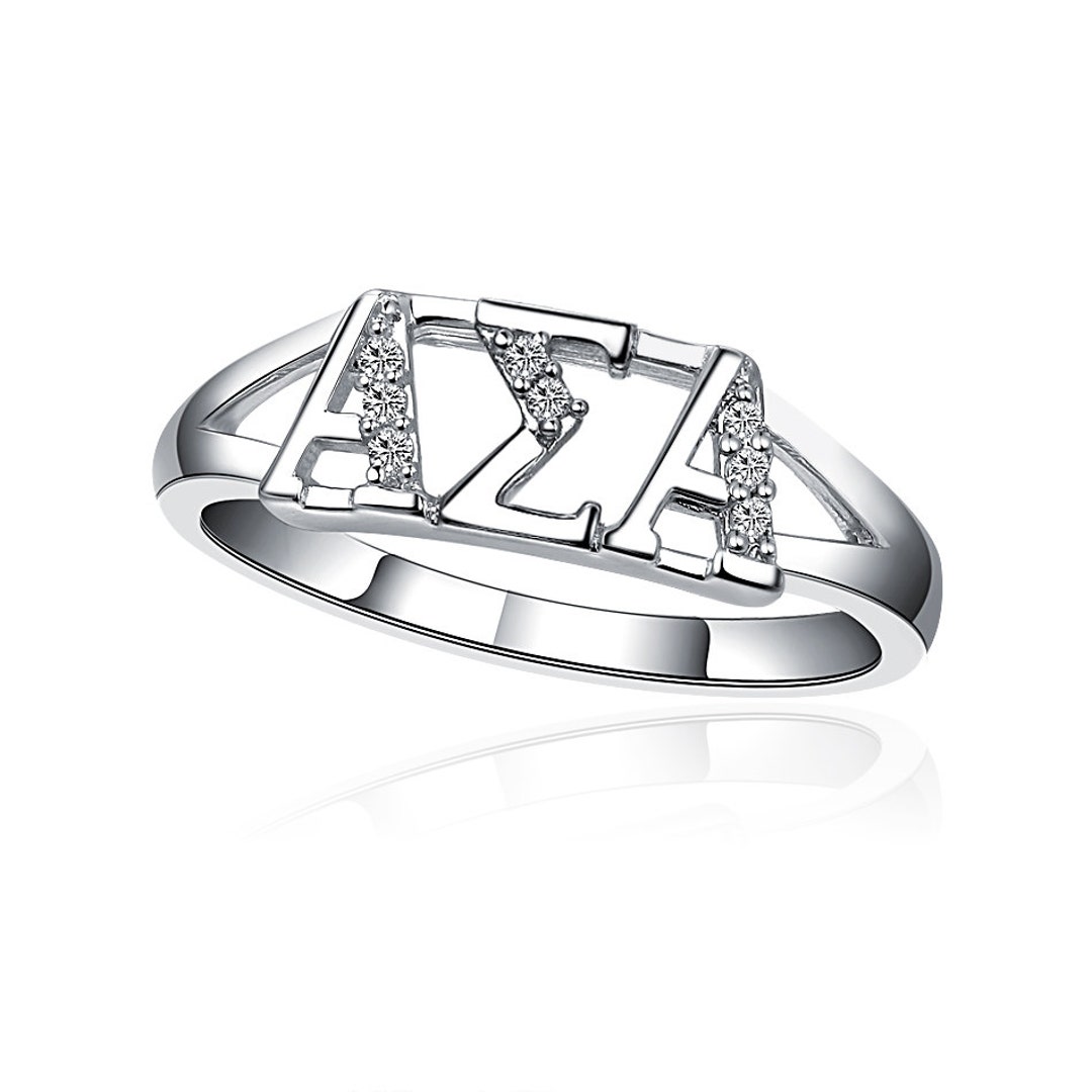 Alpha Sigma Alpha Ring Horizontal Design Sterling Silver - Etsy