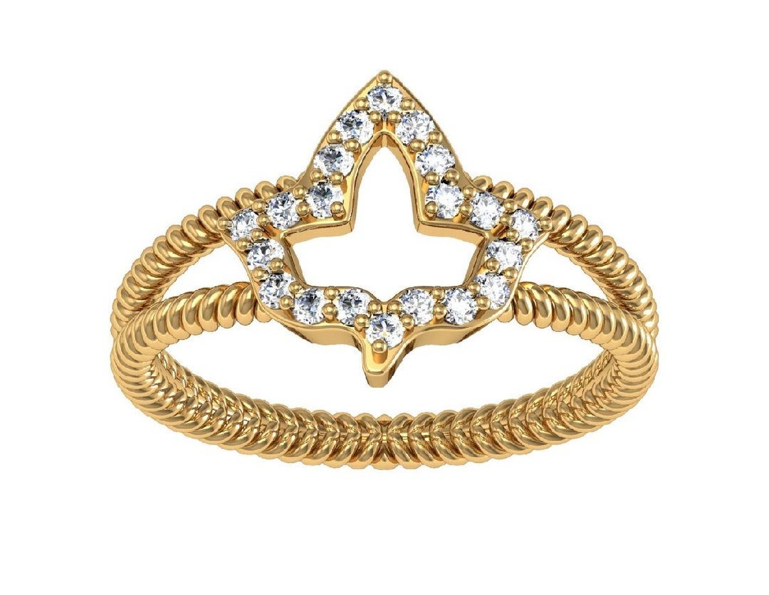 Ivy Silver Ring With Rope Design Shank With Yellow Gold Plated - Etsy