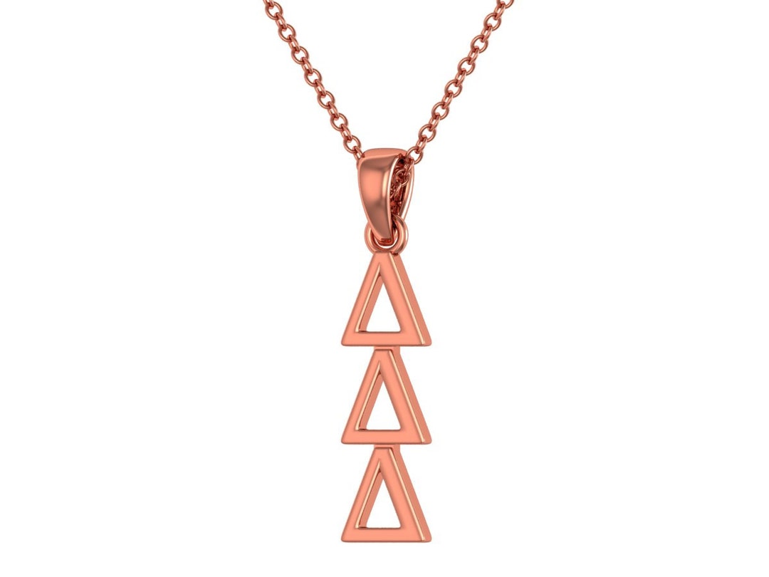 Delta Delta Delta Necklace Sterling Silver With Rose Gold Plating / Tri ...