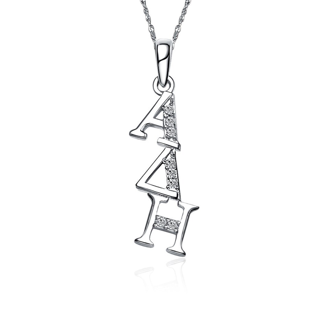 Alpha Delta Eta Necklace Diagonal Design Sterling Silver - Etsy