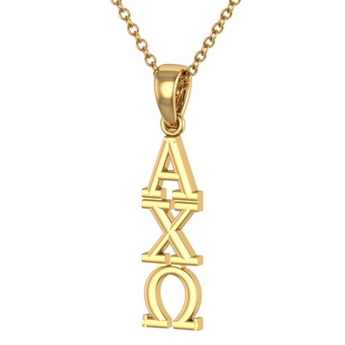 Alpha Chi Omega Gold Script Necklace | Etsy