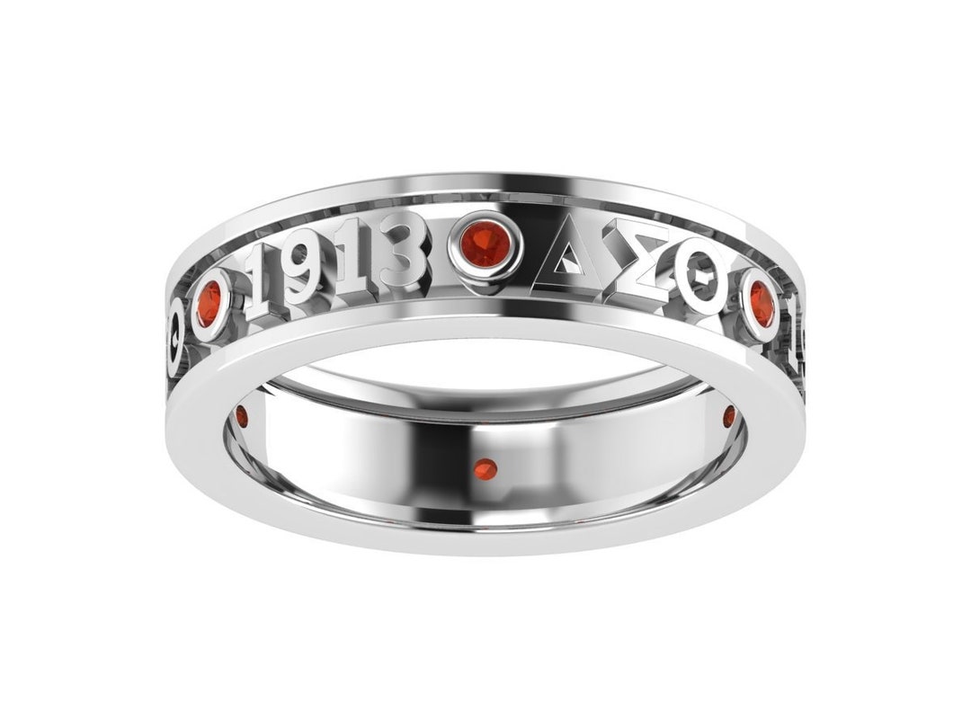 Delta Sigma Theta Sterling Silver Eternity Ring With Ruby Crystal R008 ...