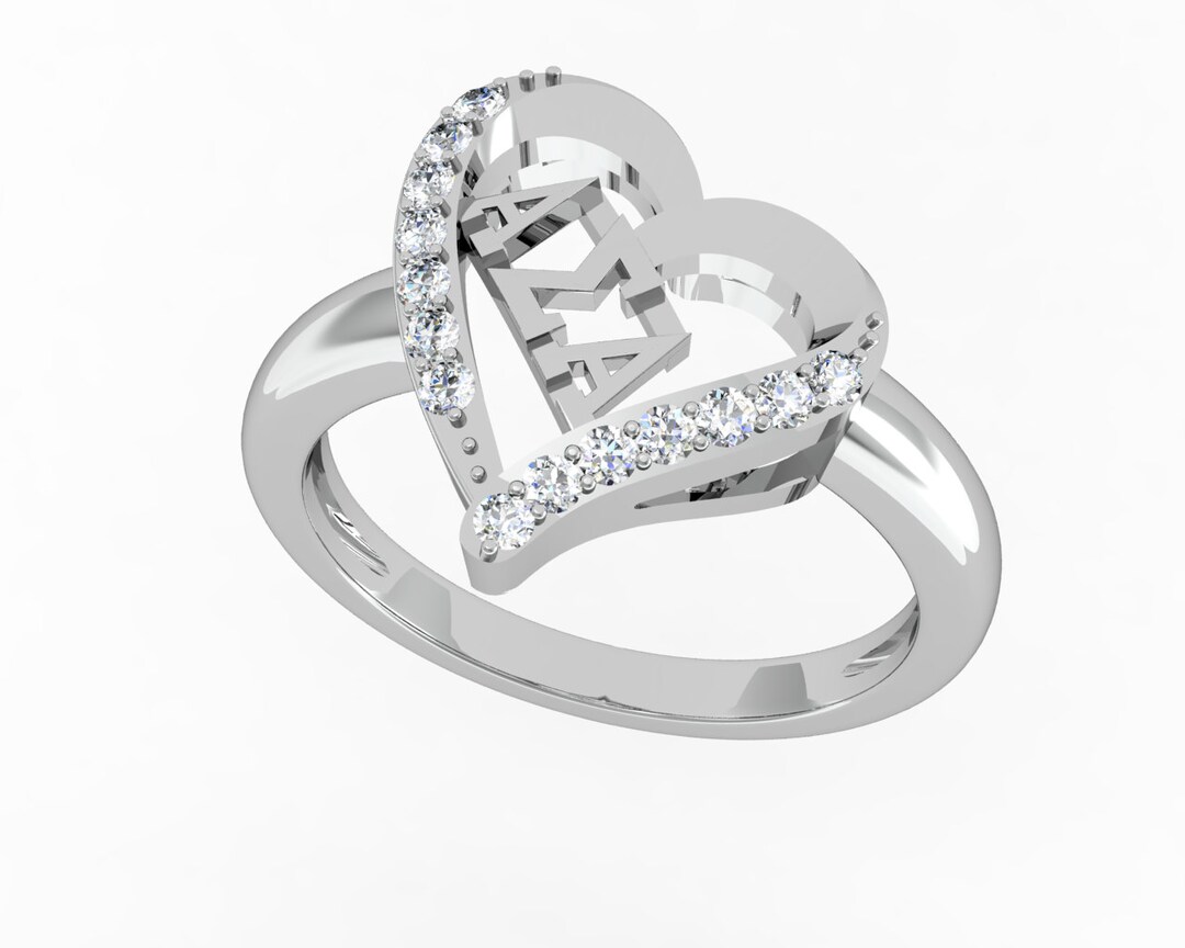 Alpha Sigma Alpha Ring, Heart Design, Sterling Silver ASA-R002 - Etsy