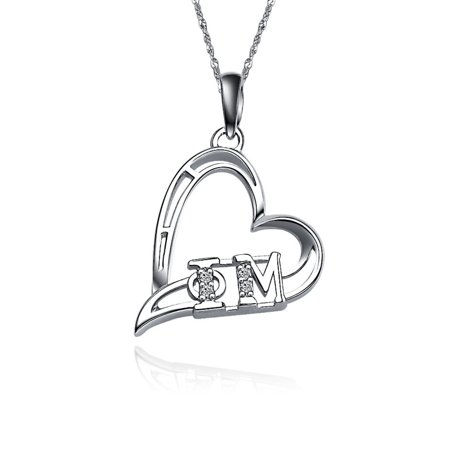 Phi Mu Lavalier Heart Shape Design Sterling Silver PM-P003 - Etsy