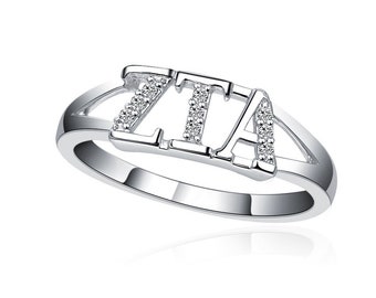 Zeta Tau Alpha Sterling Silver Skinny Band Ring // ZTA - Etsy