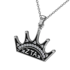 Zeta Tau Alpha Crown Necklace, Sterling Silver - Etsy