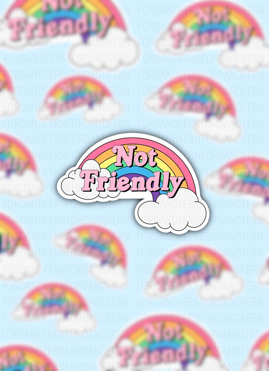 Not Friendly Rainbow Sticker Funny Decal - Etsy