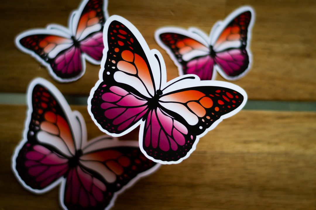 Lesbian Pride Butterfly Sticker, LGBTQ - Etsy