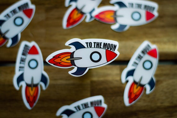 To the Moon Rocket Sticker Space Art Anniversary Gift to - Etsy