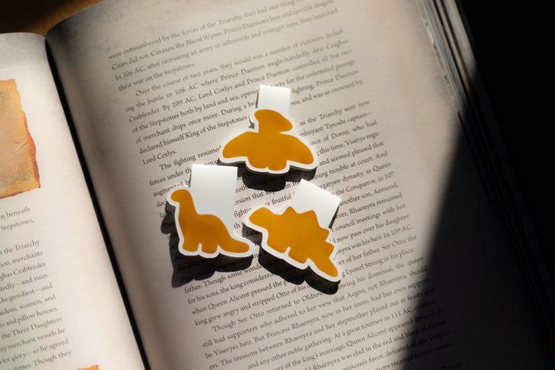 Stegosaurus Chicken Nugget Fold Over Magnetic Bookmark Book - Etsy