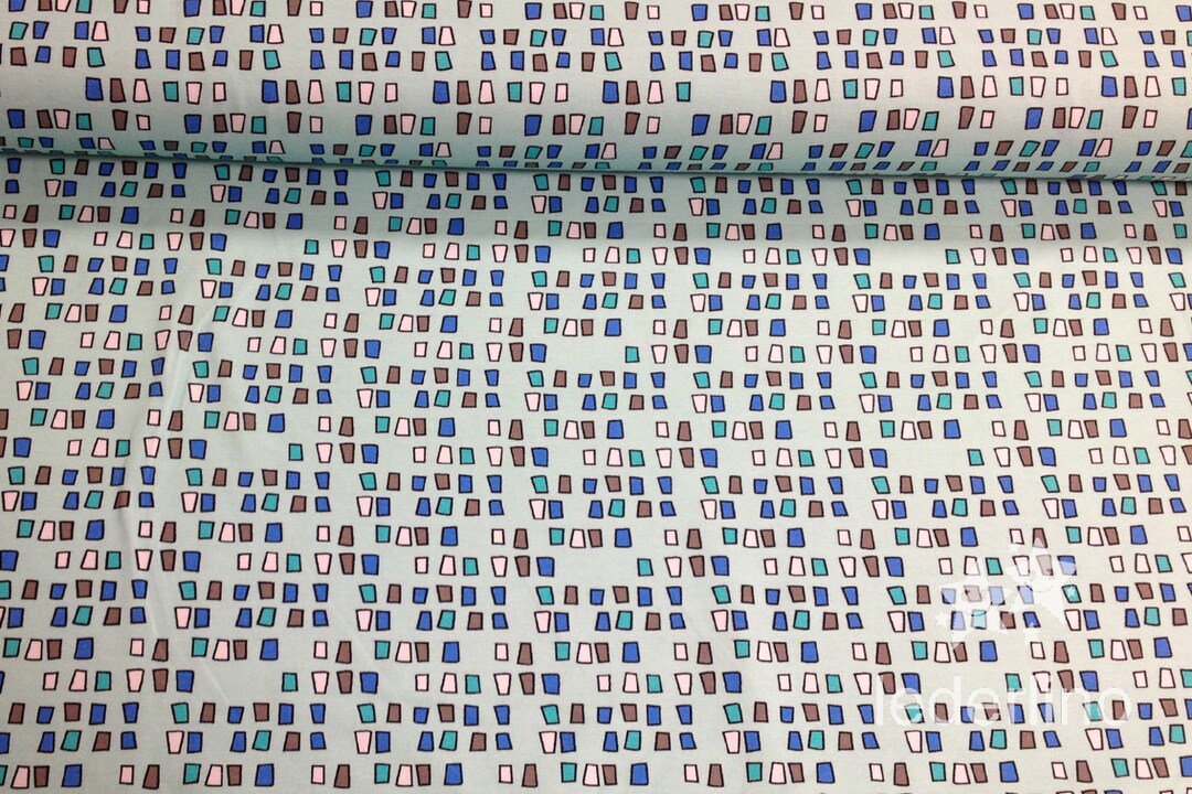 Jersey Window City Blueberry Star Combi Fabric - Etsy