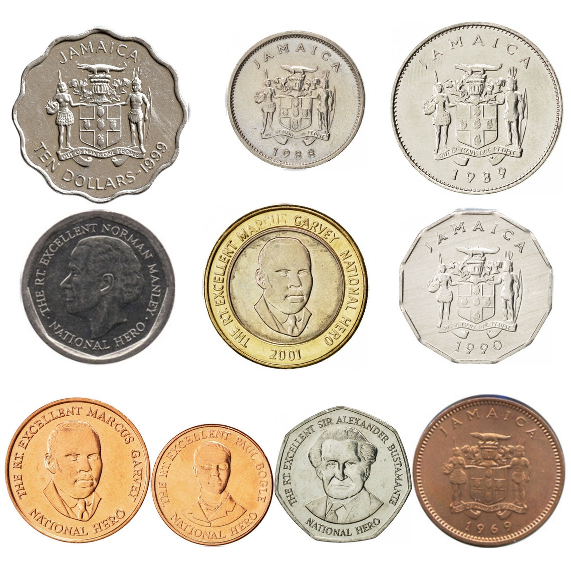 Jamaican Coins Set Cents Dollars Caribbean Island Exotic | Etsy