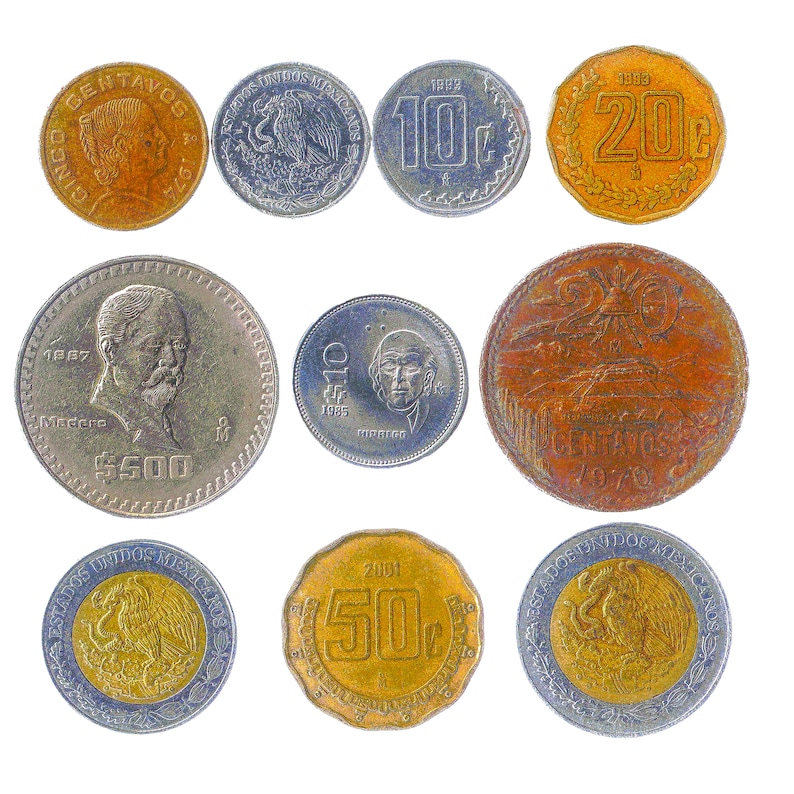 10 Different Mexican Coins. Money From Mexico: Centavos | Etsy