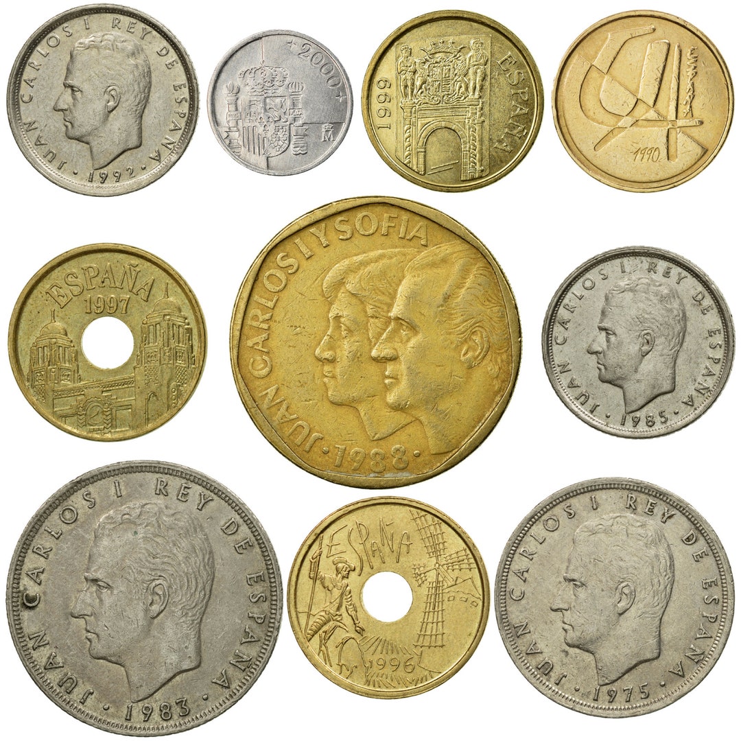 10 Spain Coins | Spanish Currency Collection | 1 - 500 Pesetas ...