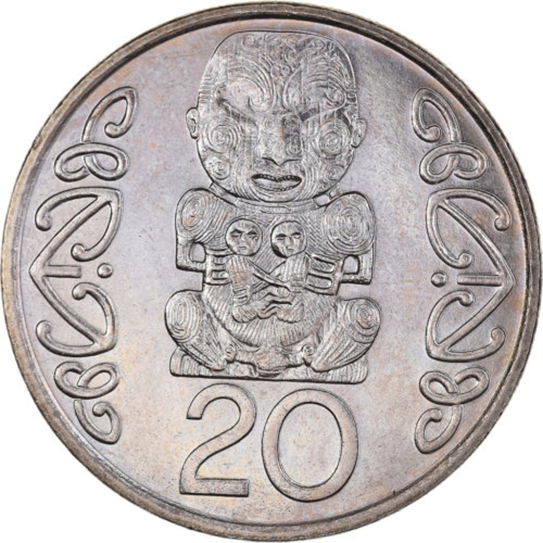 New Zealand 20 Cents Coin | Pukaki - Ngati Whakaue Chief | 1990 - 1998 ...