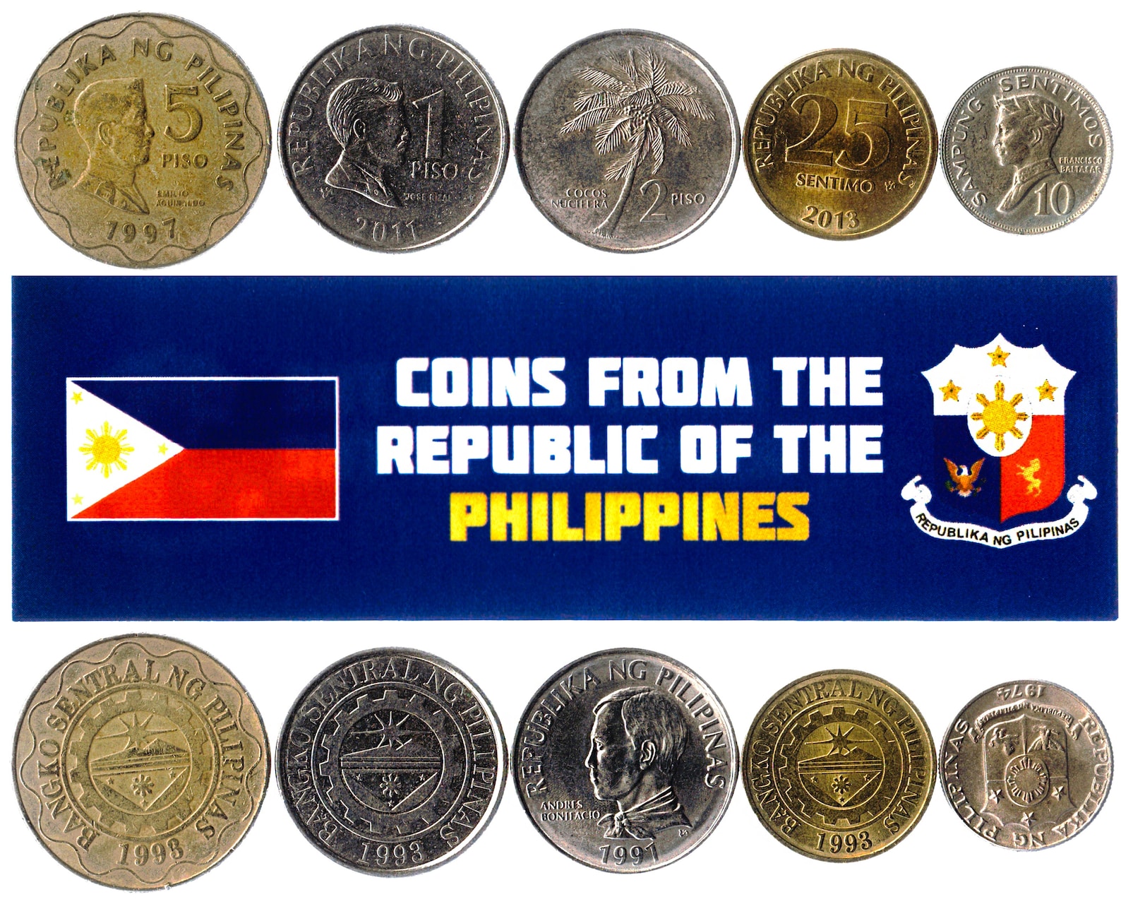 5 Different Coins From Philippines. Old Collectible Money From | Etsy