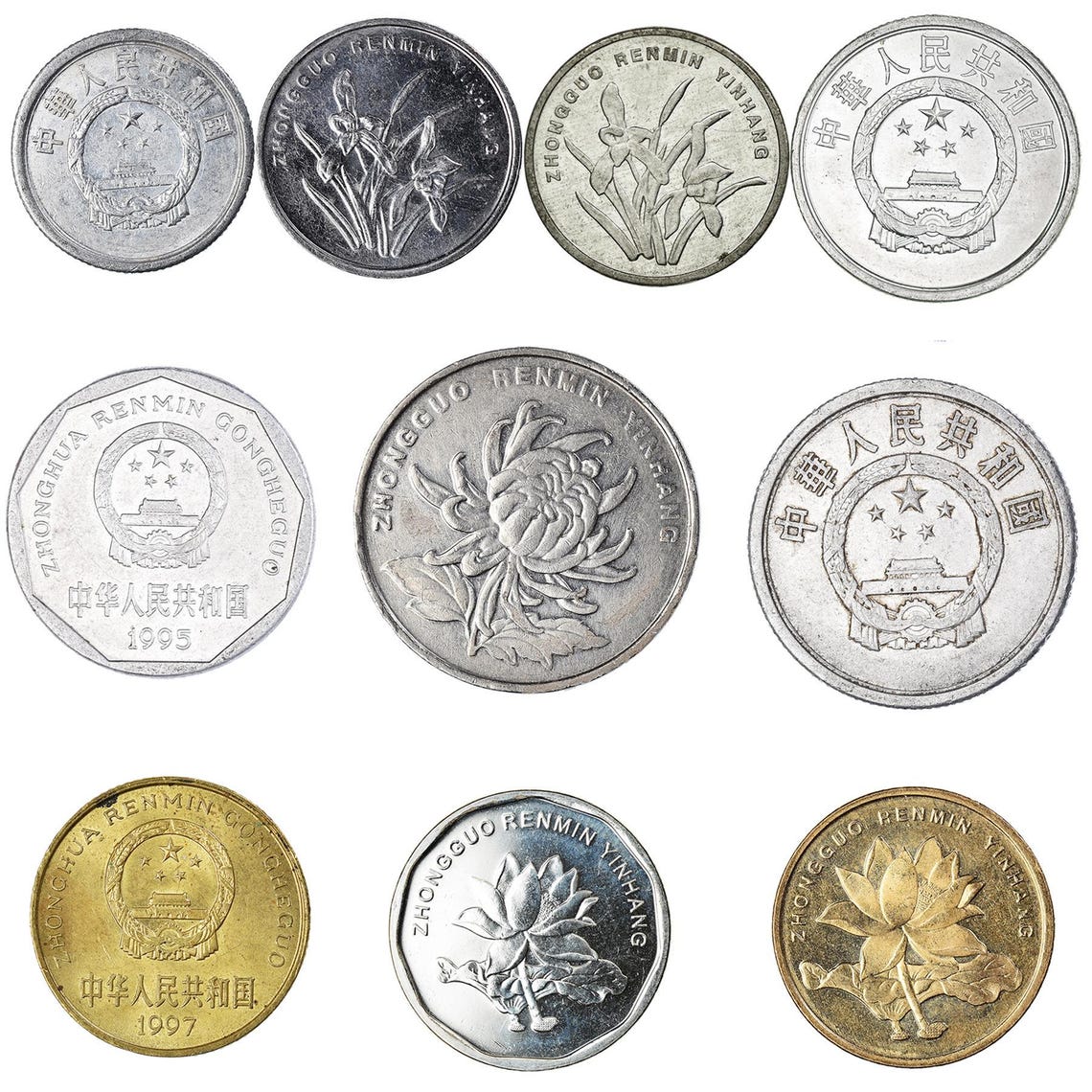 Chinese Coin Collection: 10 Old Coins, Fen Jiao Yuan (1955-date) - Etsy