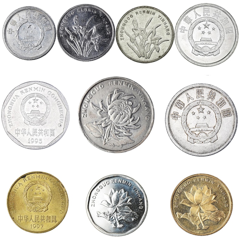 Chinese Coin Collection: 10 Old Coins, Fen Jiao Yuan (1955-date) - Etsy