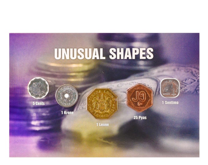 Unusual Shapes and Forms 5 Coin Set Blistercard Square Hexagonal ...