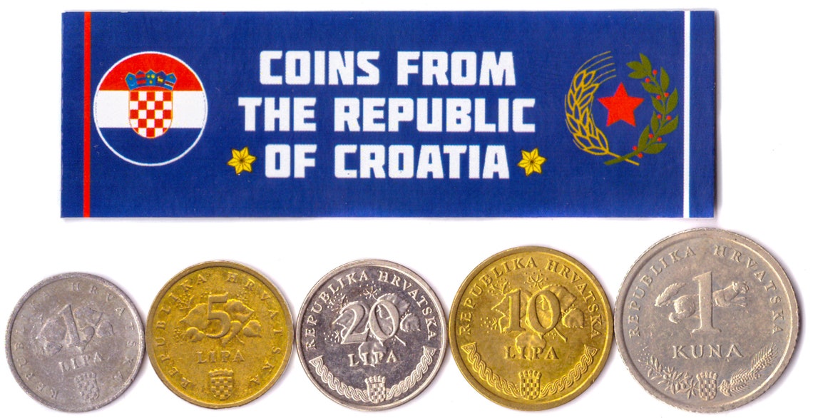 5 Croatian Coins. Different Coins From Balkans. Foreign Currency ...